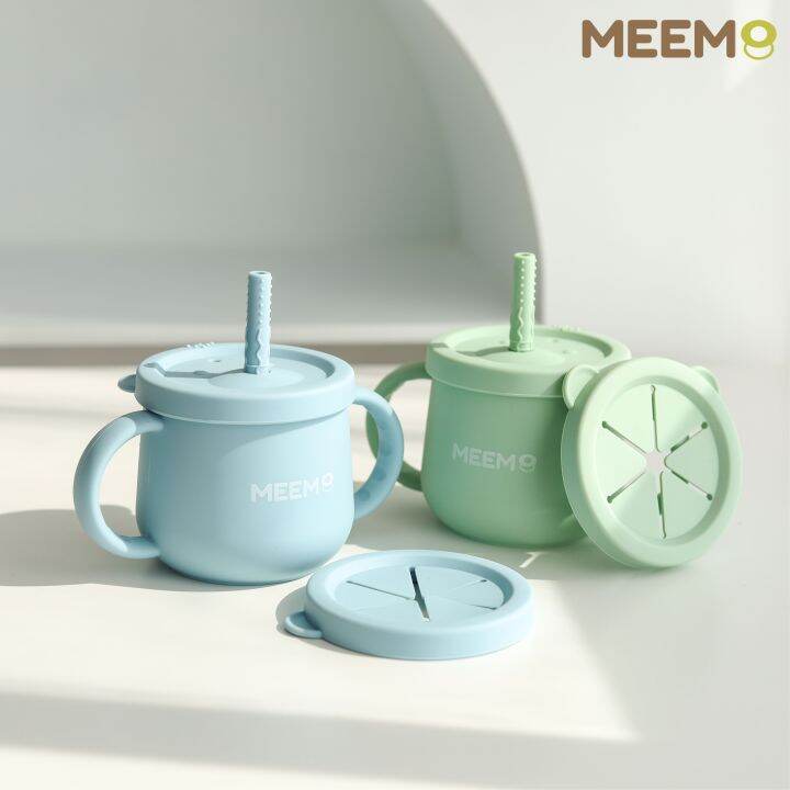 MEEM แก้วน้ำเด็กซิลิโคน ฝาปิดแน่น น้ำไม่หก รุ่น Forest Friends แถมฟรี ...