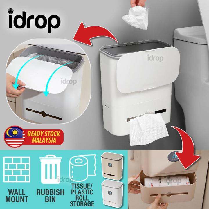 [Medotop] [ 2 IN 1 ] Wall Mounted Trash Rubbish Bin + Tissue Plastic ...