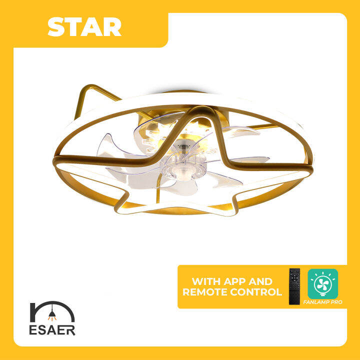 ESAER Star Ceiling Fan with Lights Dimmable LED Reversible Blades with ...