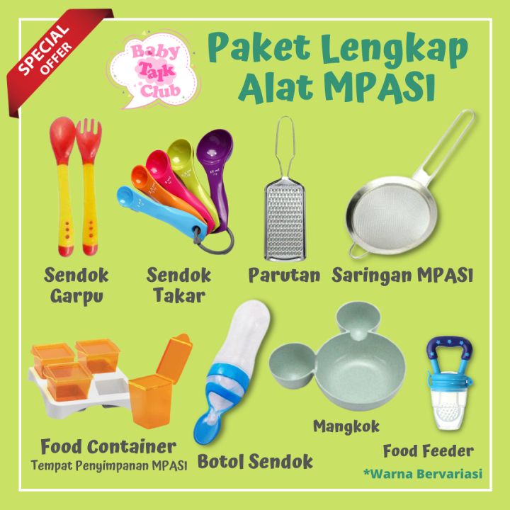 Paket Peralatan MPASI : Saringan Kawat, Parutan, Pisau, Sendok Takar, Telenan, Alat Makan Bayi ...