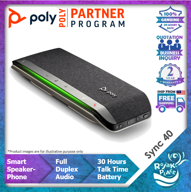 Poly Sync 40 Smart Speakerphone Business Wireless Bluetooth Speaker ...