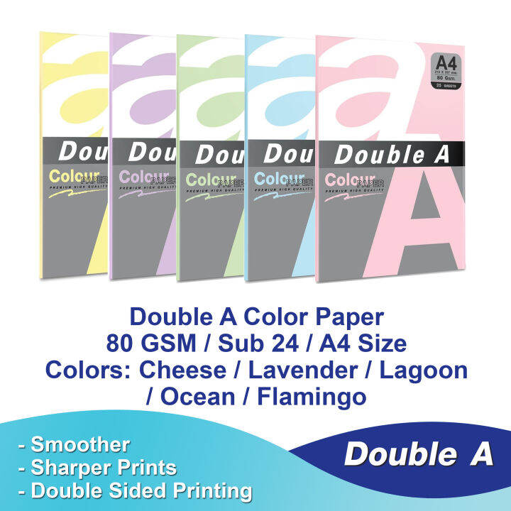 DOUBLE A Color Paper A4 80 GSM 25 sheets | Lazada PH