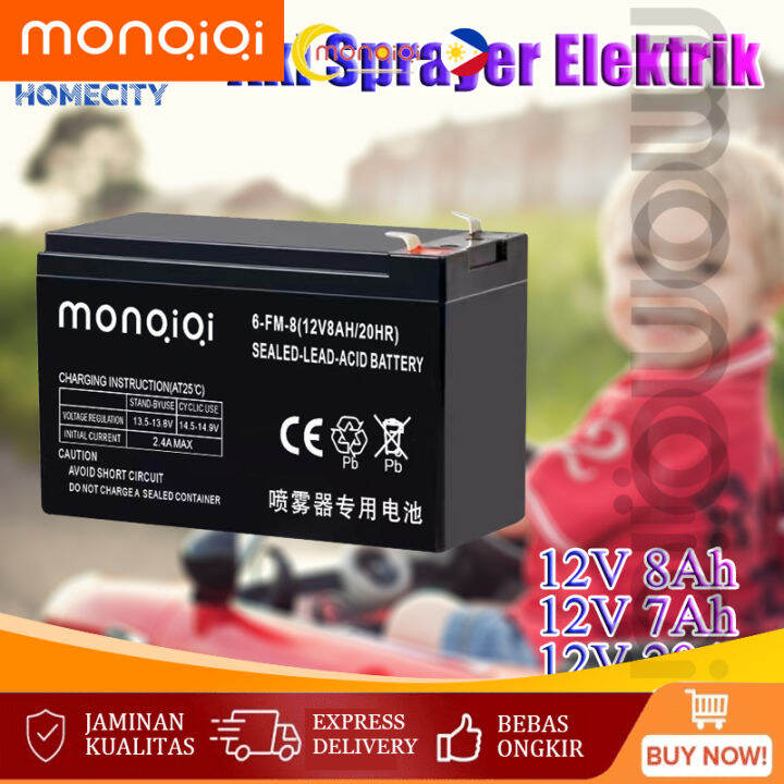 Monqiqi powerbank semprot elektrik / aki sprayer elektrik ori 12 Volt 12 Ah 12V 8Ah 12V 20AH ...