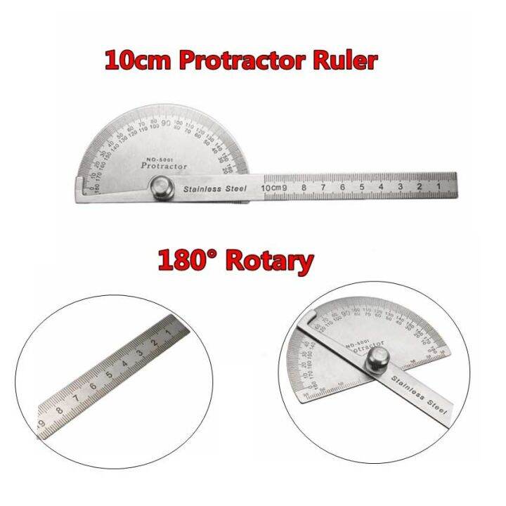 Penggaris Busur Protractor Stainless 10 CM Alat Garisan Pengukur Ukuran ...