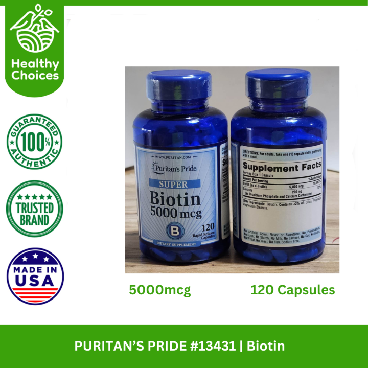 PURITAN'S PRIDE #13431 | EXPIRY: 6/2024 | Biotin 5,000 mcg, 120 Rapid ...