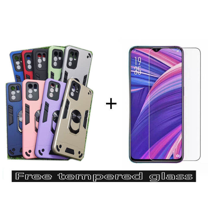 TPU Hard Armor Case Ring Holder Stand W/Free Tempered Glass Xiaomi ...