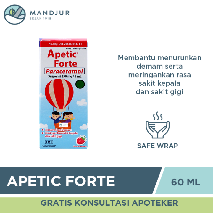 Apetic Forte Suspensi 60 mL - Obat Demam dan Nyeri Anak Rasa Strawberry ...