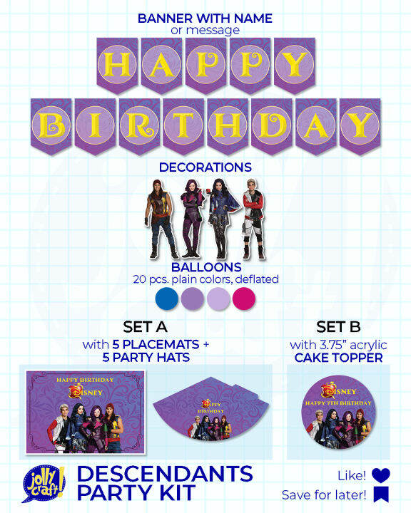 Descendants Party Kit Personalized Theme Birthday Set | Lazada PH