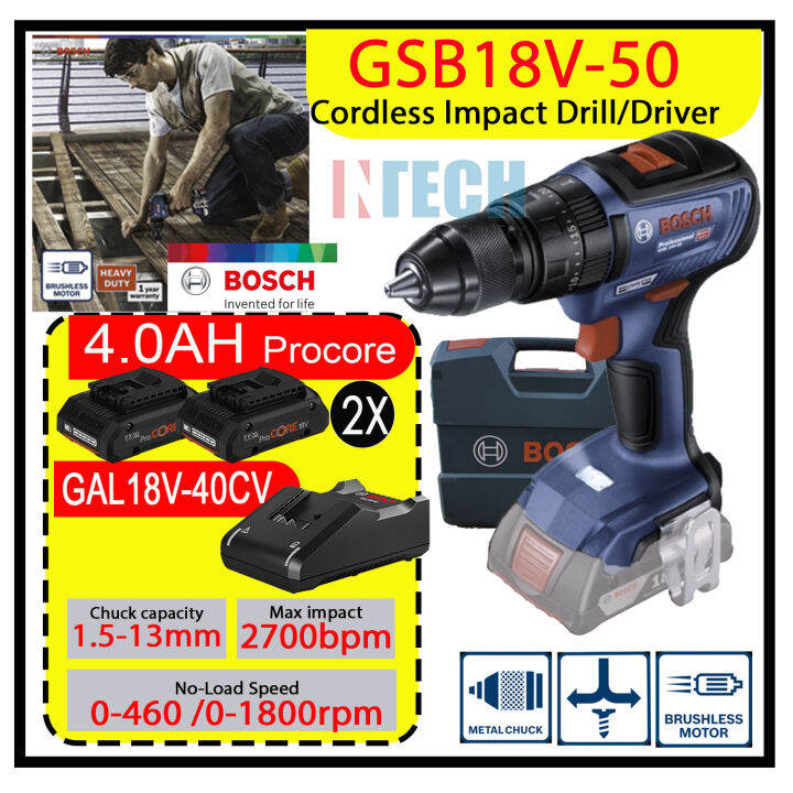 BOSCH GSB18V-50 CORDLESS IMPACT DRILL/DRIVER (BRUSHLESS MOTOR ...