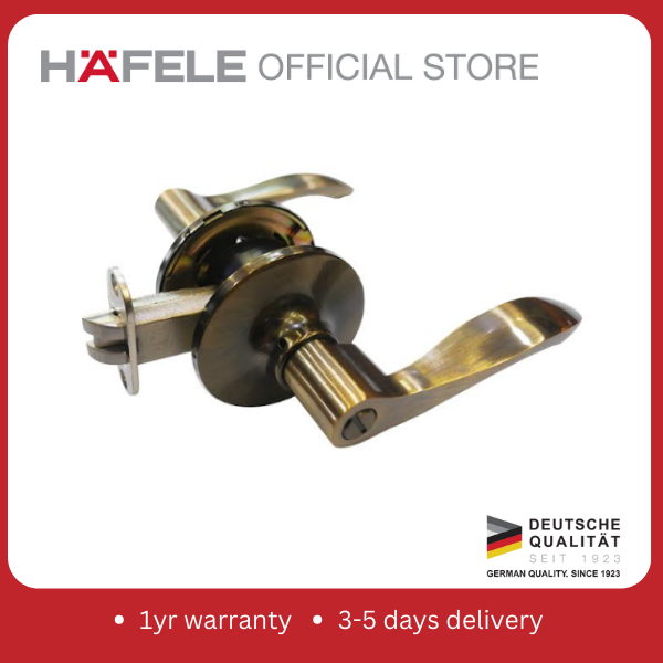 Hafele Tubular Lever Lockset Standard Duty Privacy Right Hand Antique ...
