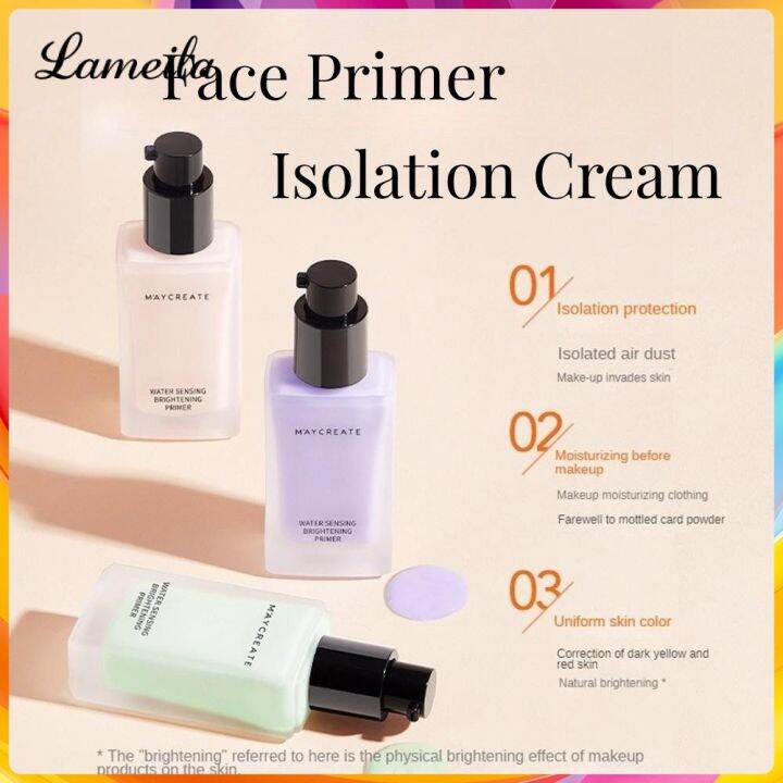 LAMEILA krim Primer wajah, Concealer penutup warna hijau/ungu/warna ...