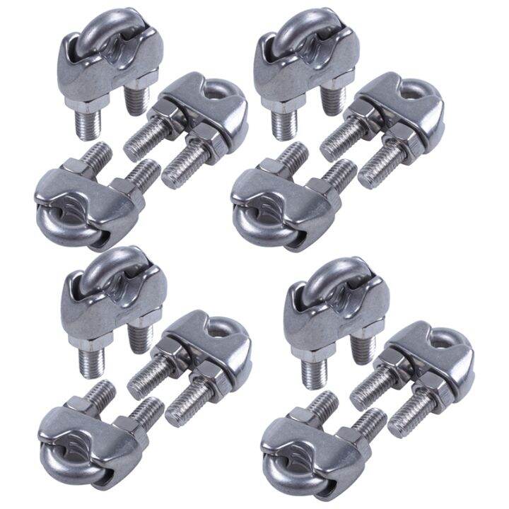 6mm 1/4 Inch Stainless Steel Wire Rope Cable Clamp Clips 12pcs | Lazada ...