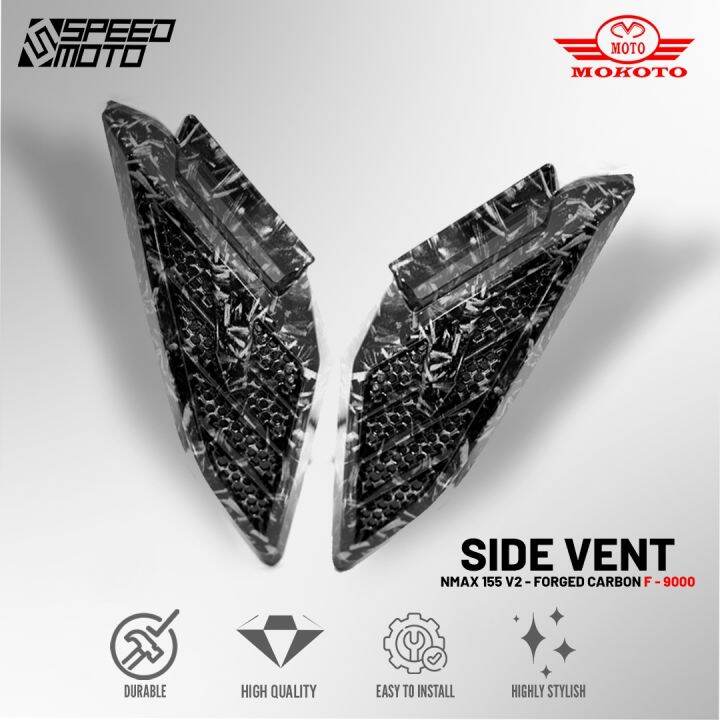 YAMAHA NMAX V2 NMAX V2.1 SIDE VENT COVER HYDRO-DIP GLOSSY FORGED CARBON ...