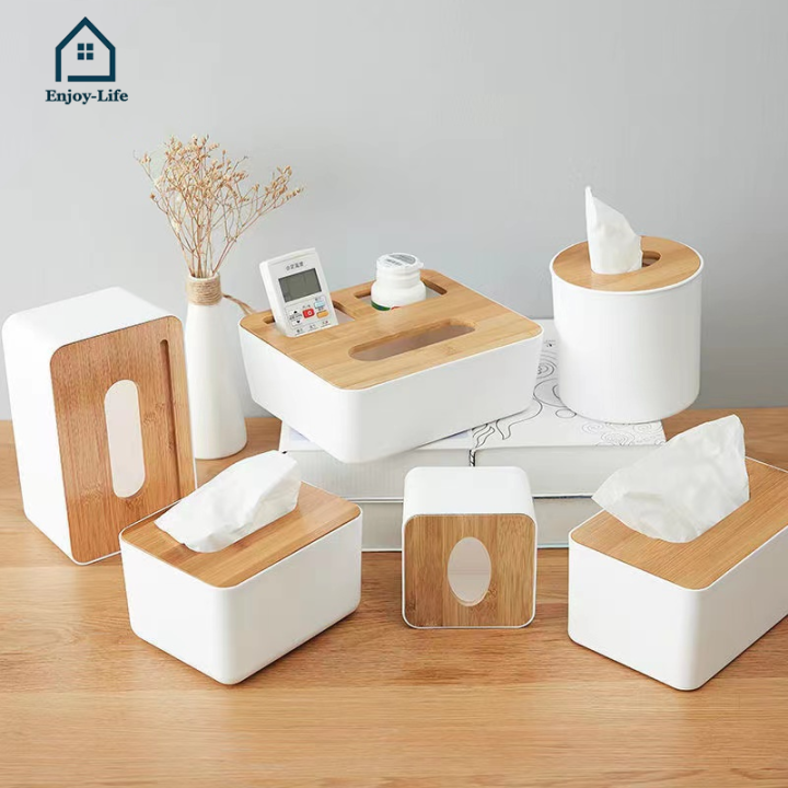 Nordic Wooden Tissue Box Bathroom Table Tissue Case Container Towel ...