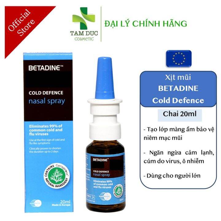¤ Xịt mũi BETADINE Cold Defence Nasal Spray 20ml Giữ ẩm mũi ngừa cảm ...