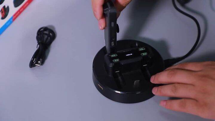 DISOUR For Nintendo Switch Multiftional Charger Joy-Con Handle Four Charge Pro Controller ...