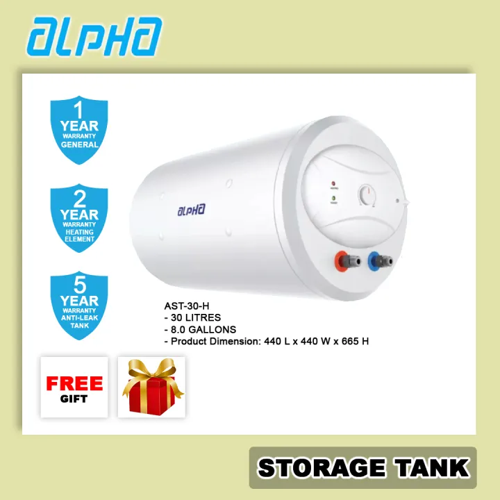 Alpha Electric Storage Water Heater Horizontal 30L AST-30H | Lazada