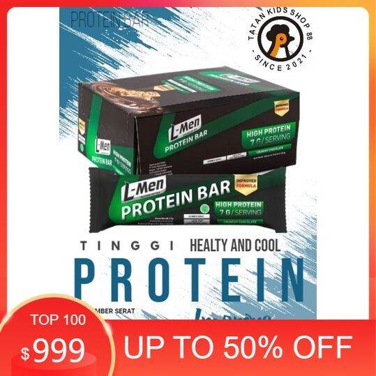 L Men Protein Bar 1 Box isi 12 Crunchy Chocolate Whey Protein Cemilan ...