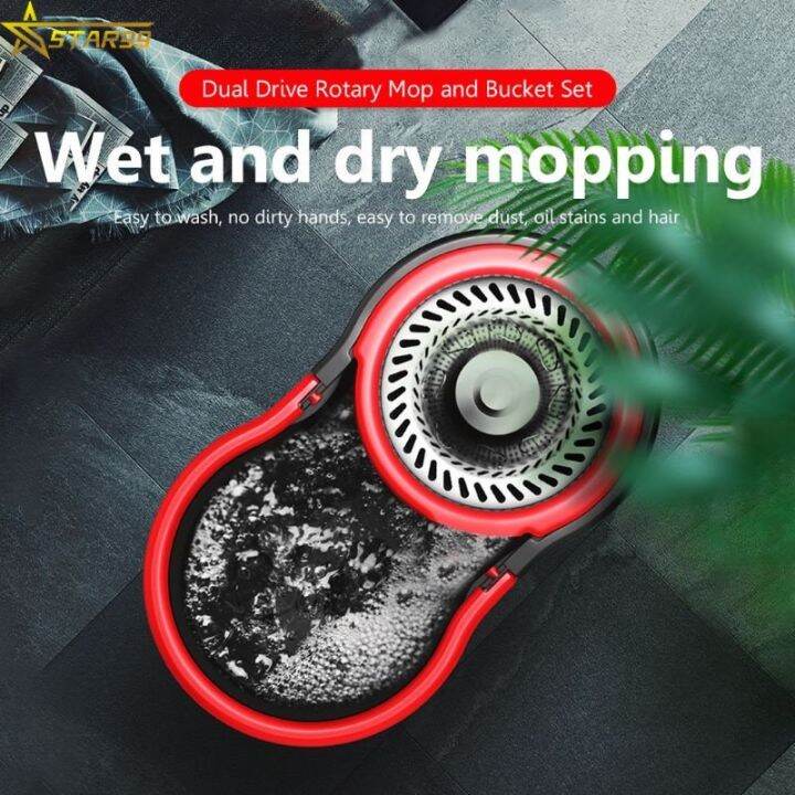 NO.1 Spin Mop with Stainless Steel Spinner and Bucket Mop 360 Easy Spin ...