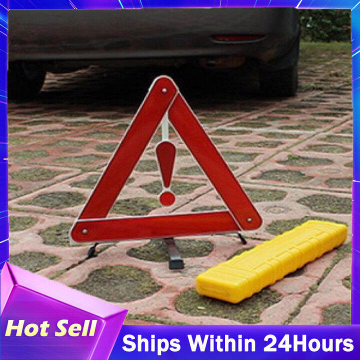 Red Car Early Warning Device Triangle Sign For Road Vehicles Safety ...