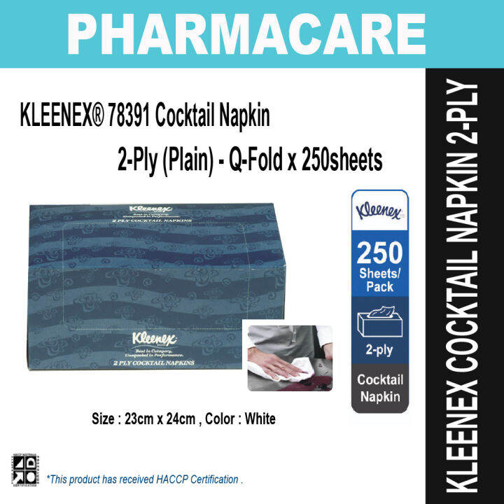 KLEENEX 78391 Cocktail Napkin 2-Ply (Plain) - Q-Fold x 250sheets / box ...