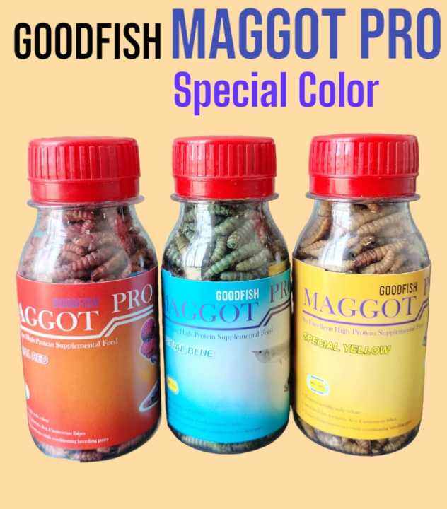 GOODFISH MAGGOT PRO SPECIAL COLOR BLUE/YELLOW/RED 20 GR pakan ikan ...