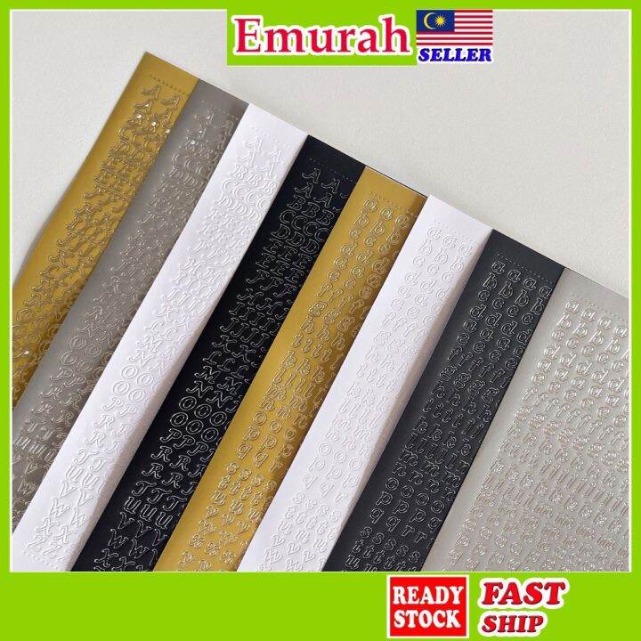 Alphabet Hot Stamping Gold Silver Sticker label 1 sheet DIY Korean ...
