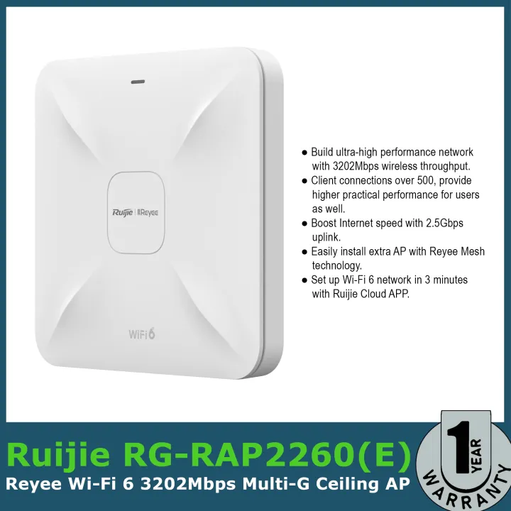 Ruijie RG-RAP2260(E) Reyee Wi-Fi 6│3202Mbps│Multi-G Ceiling│Access ...