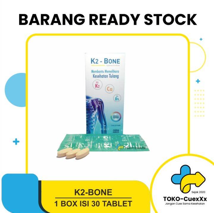 K2-BONE 1 BOX ISI 30 TABLET VITAMIN D3 DAN K2 KESEHATAN TULANG | Lazada ...