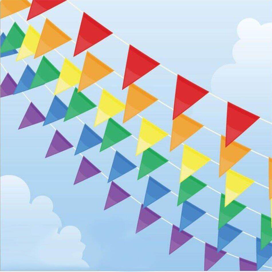 80 meters handmade Fabric Bunting Triangle flags wedding Festival ...