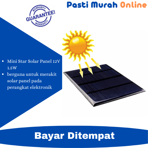 Mini Star Solar Panel 12V 1.5W - Hitam untuk Anda yang ingin merakit ...