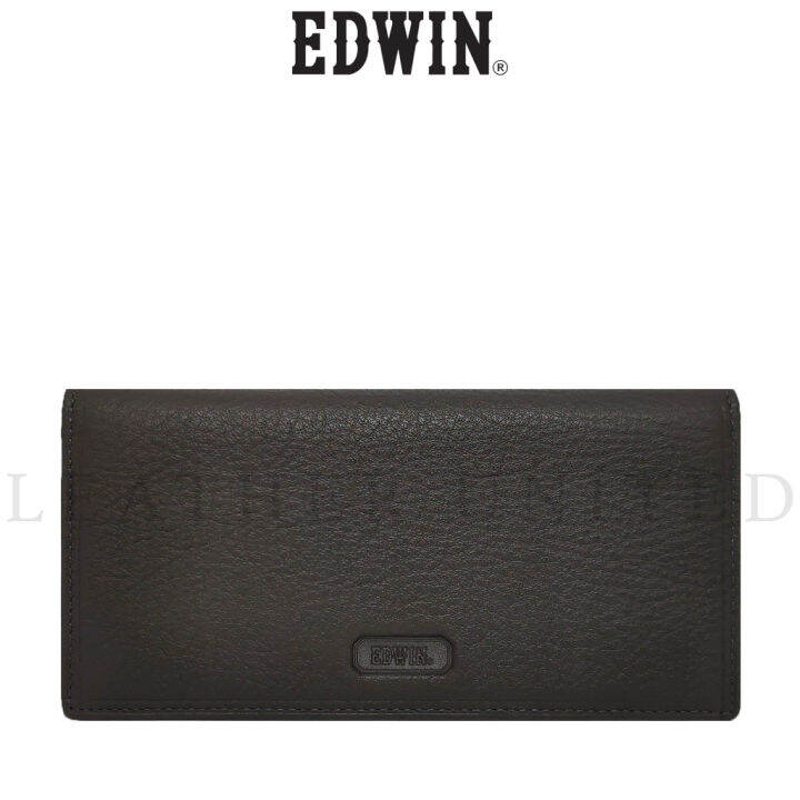 𝗘𝗗𝗪𝗜𝗡 𝐋𝐎𝐍𝐆 𝐖𝐀𝐋𝐋𝐄𝐓 Genuine Top Grain Leather Logo Bifold Wallet # ...