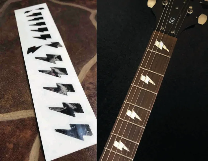 Angus Young Lightning Bolts Kilat Petir Flash Fingerboard Sticker Inlay ...