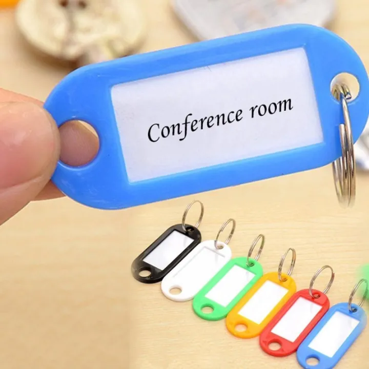 Plastic Keychain Key Fobs Luggage IdName Cards Tags with Split Ring for ...