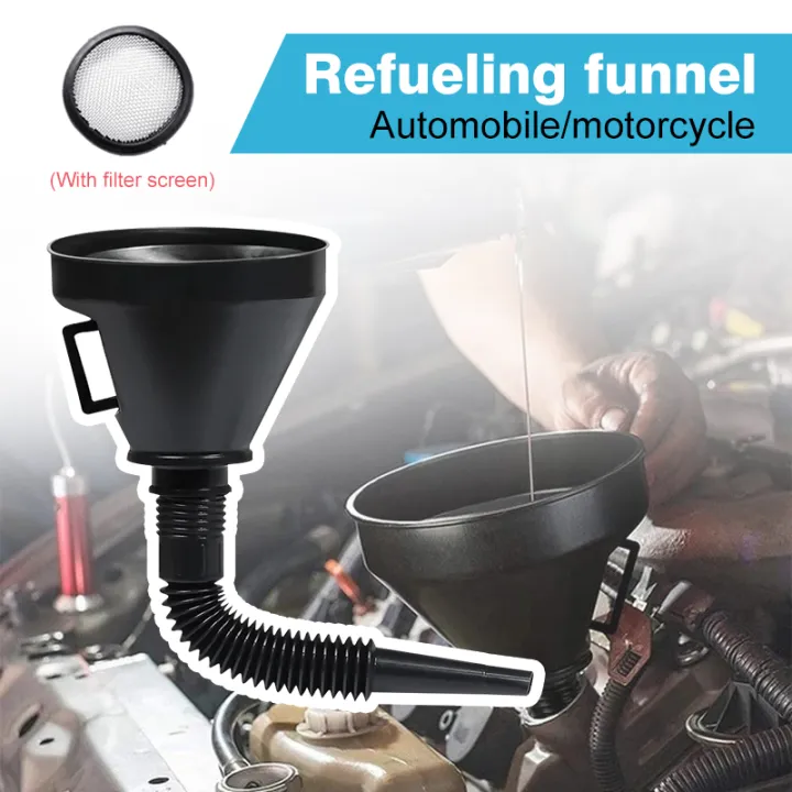 Universal 2 in 1 Plastic Funnel Car Motorcycle Refueling Longer filter ...