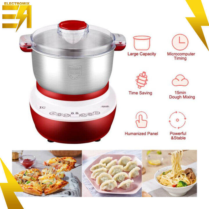 ELECTROMIX 8L 200W Stainless Steel Electric Stand Flour Dough Mixer Pasta Noodle Machine | Lazada PH