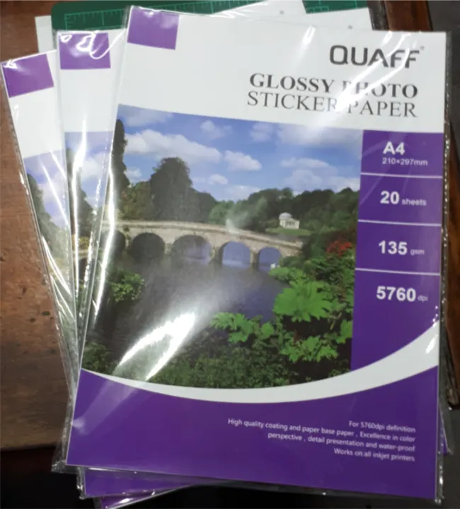 Quaff Glossy Photo Sticker Paper Papers - A4 Size, 8.25x11.75 inches ...