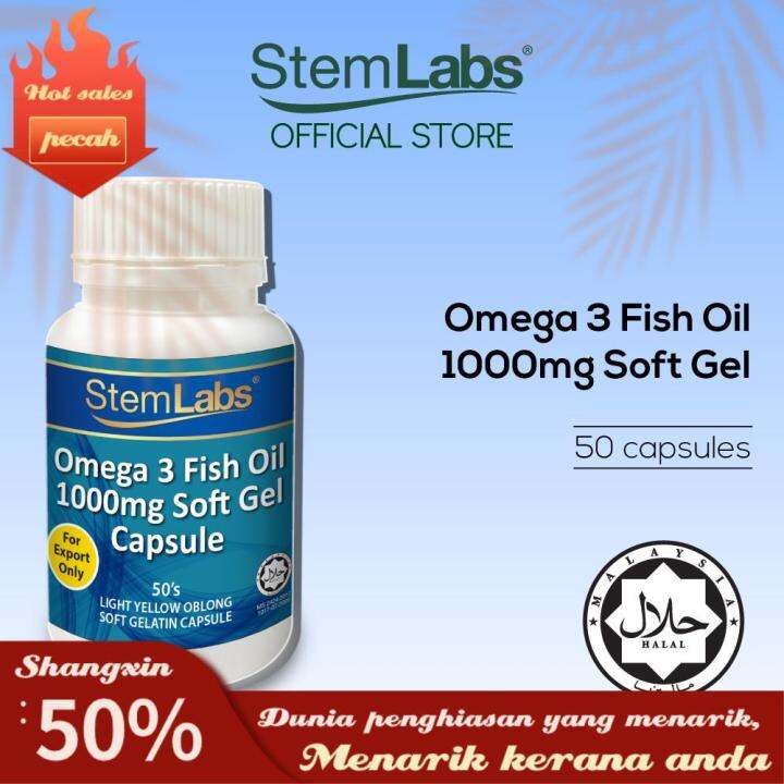 Jakim Halal StemLabs Omega 3 Fish Oil 1000mg (50 capsules) Exp 042025 | Lazada