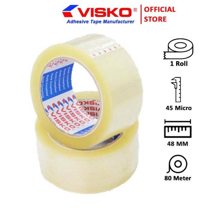 Visko [1 Roll] Clear Opp Tape 48mm x 80m Transparent Packaging Tape | Lazada