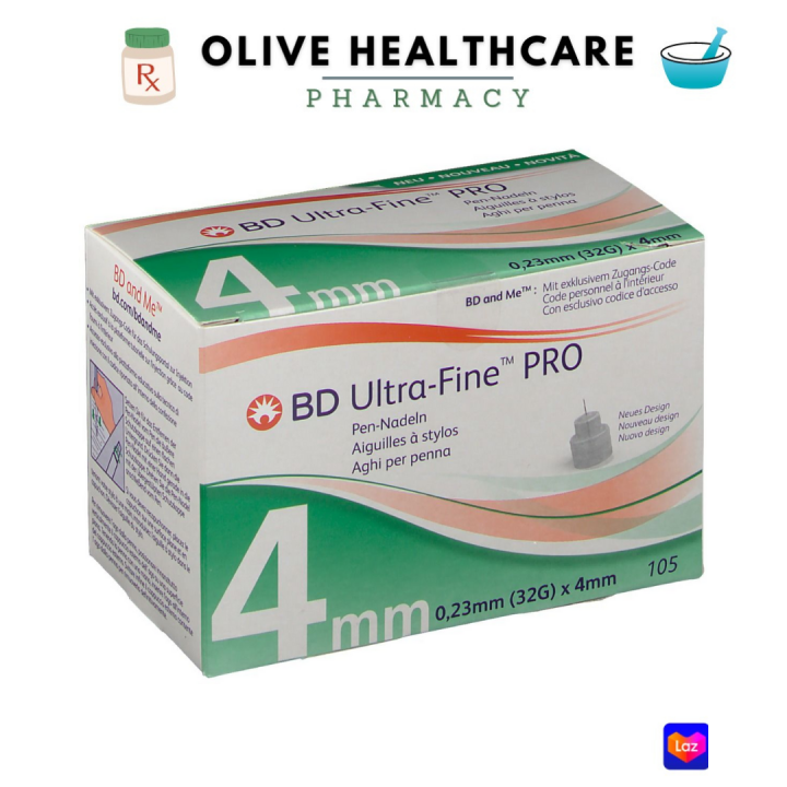 BD Ultra Fine Pro Pen Needles 4mm 32g (100 Pcs) For Insulin Injection ...