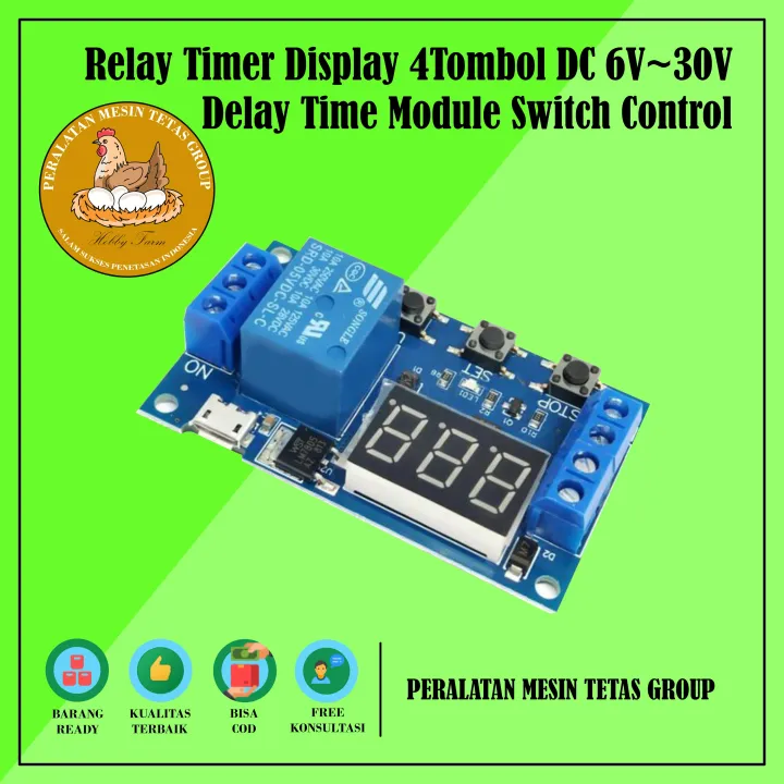 Relay Timer Display 4tombol Dc 6v~30v Delay Time Module Switch Control