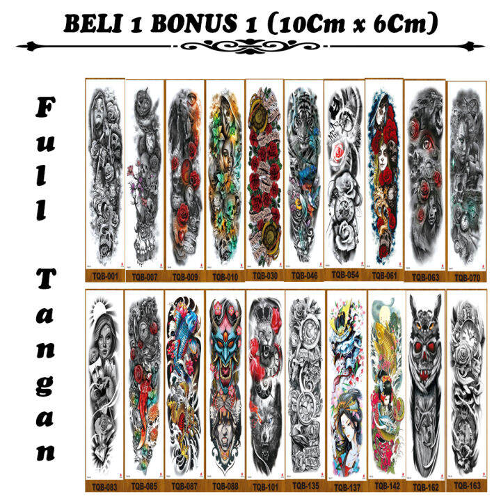 BELI 1 BONUS 1 Tatto Temporary Seri WAM Tato Fullarm Full Tangan Motif ...