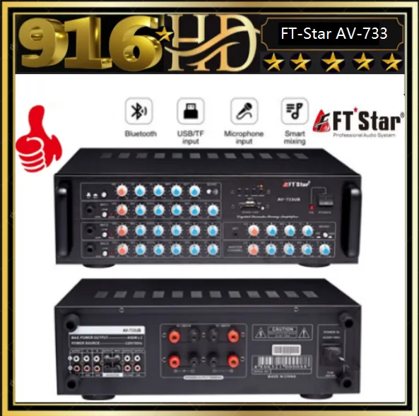 FT-Star AV-733 450W X 2 Karaoke Mixing Amplifier (Black)With USB And Bluetooth | Lazada PH