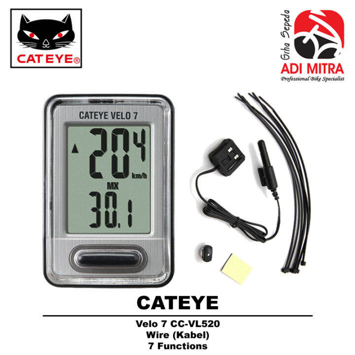 Cateye Speedometer Sepeda Velo 7 Wired CC-VL520 - Cyclocomputer ...