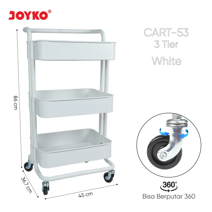 Rak 3 Susun Roda Troli Penyimpanan Rolling Storage Cart 3 Tier Joyko ...