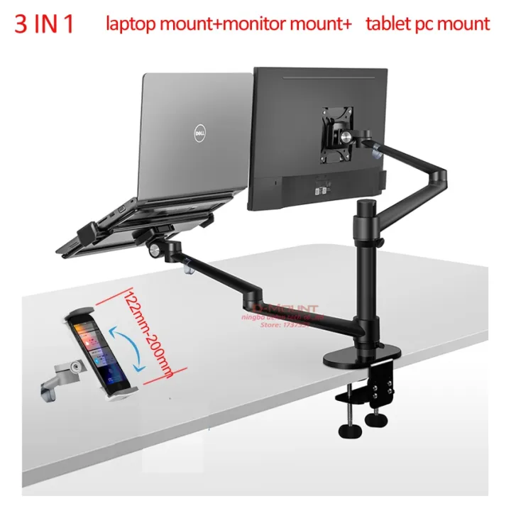 OL 3T Aluminum 3 in 1 Height Adjustable Desktop Dual Arm 17 32 inch ...