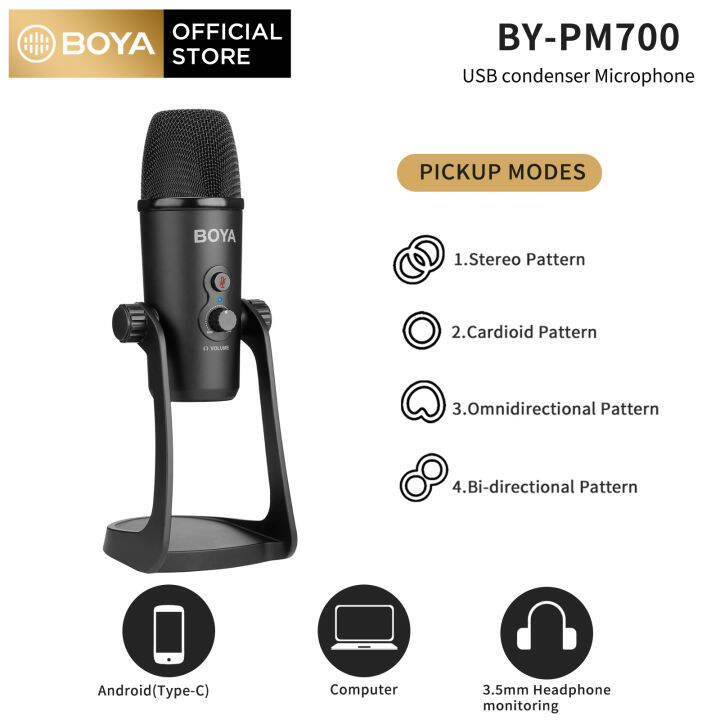 BOYA BY-PM700 ตารางยืนUSBคอนเดนเซอร์Cardiod Windows PCแล็ปท็อปไมโครโฟน ...