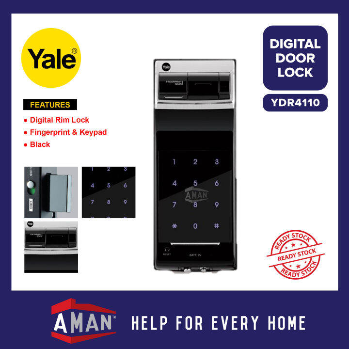 YALE Intelligent Biometric Fingerprint Digital Rim Lock Smart Door Lock ...