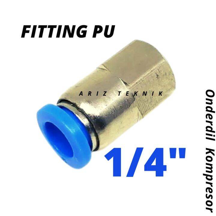 Nepel Fitting Sambung Selang Pu 8Mm Lurus Drat Dalam 1/4 Inch Push Nepel Selang Kompresor ...