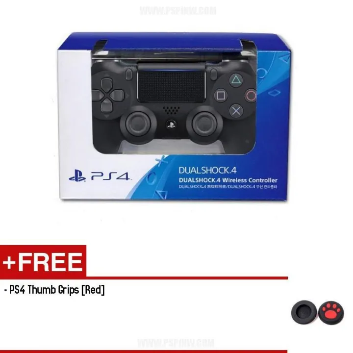 PS4 NEW DUALSHOCK 4 Light bar Controller [BLACK] + PS4 Thumb Grips ...